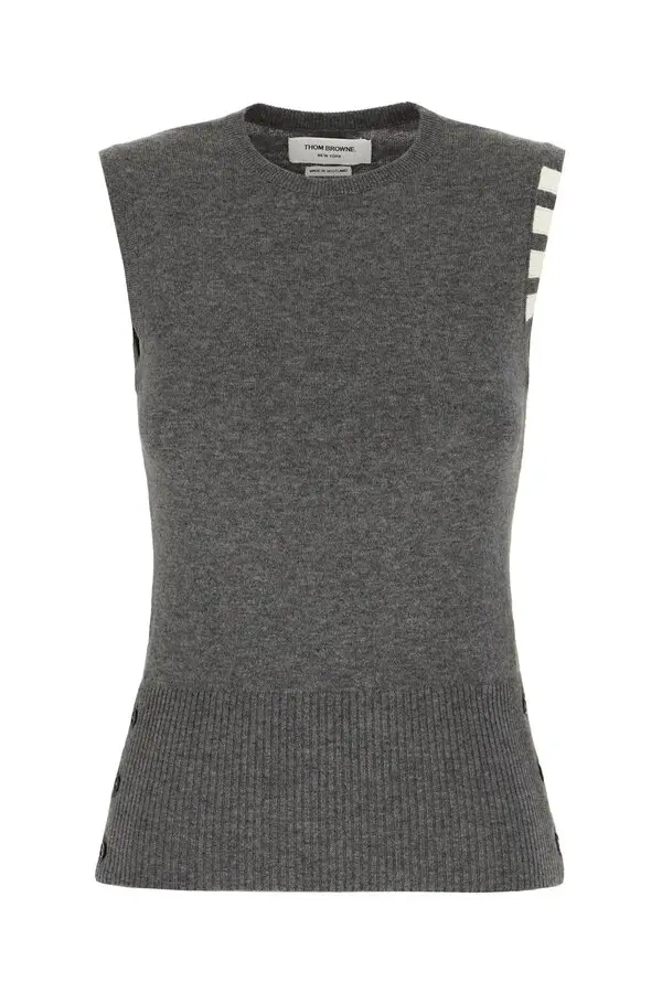 Thom Browne Sleeveless Knitwear With Signature Stripes