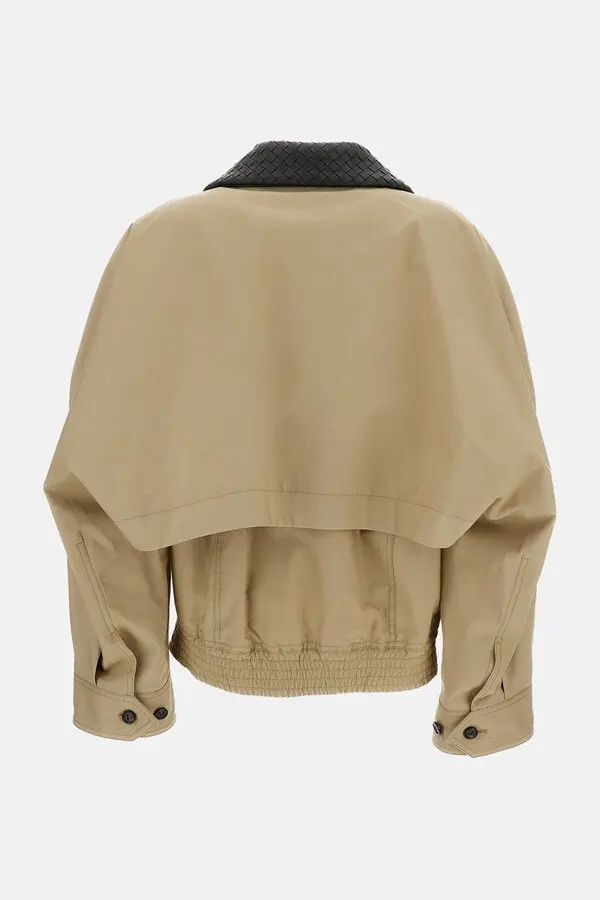 Bottega Veneta Cotton Jacket With Leather Collar