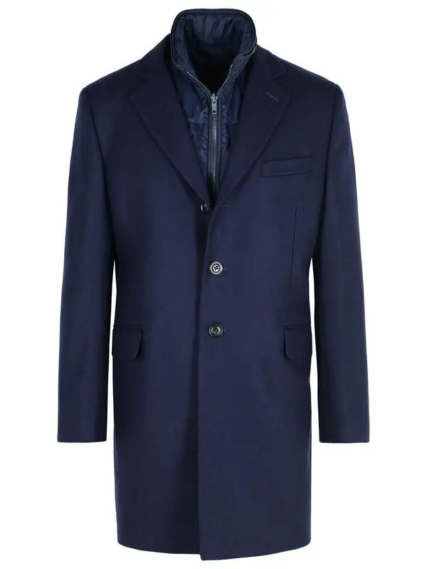 FAY Wool Blend Coat With Removable Vest