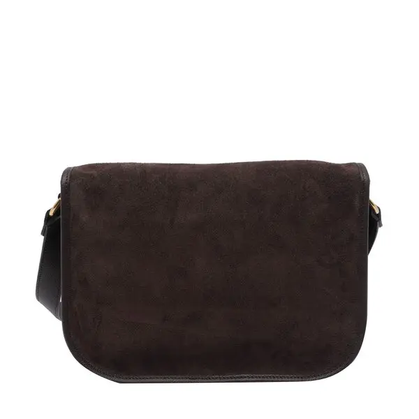 Valentino Garavani Suede Crossbody Bag With Gold Tone Hardware - Brown