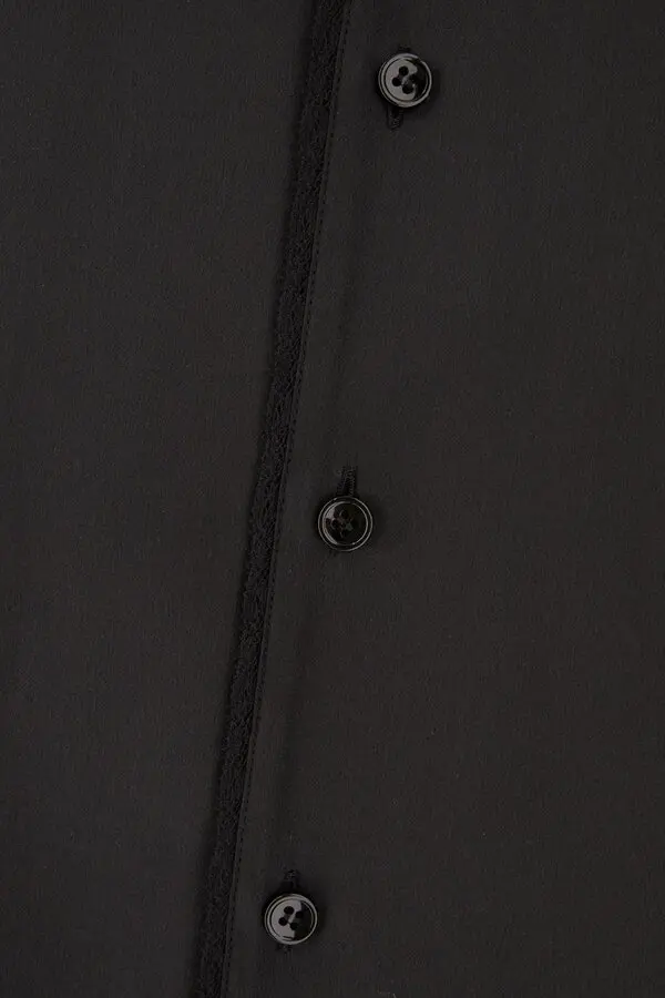 Saint Laurent Black Silk Shirt With Contrasting Trim