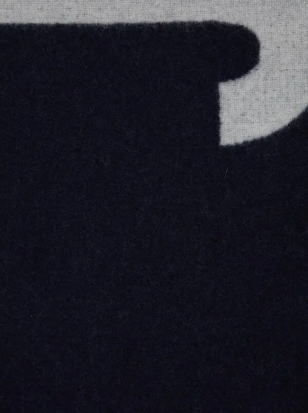 Jacquemus L'echarpe Blue Scarf With Maxi Logo Lettering And Fringed Hem In Wool - Multicolor