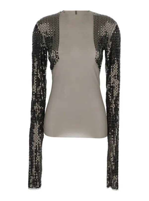 Rick Owens Sequined Long Sleeve T-shirt - Multicolor