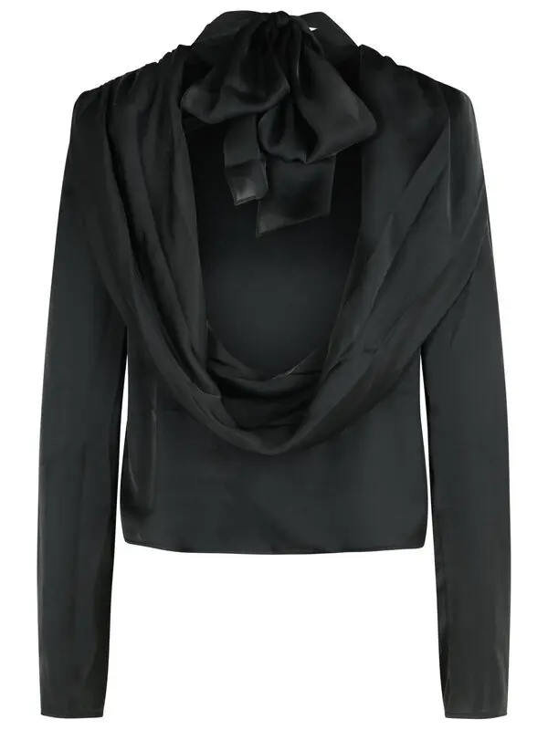ROTATE BY BIRGER CHRISTENSEN Draped Top In Polyester - Black