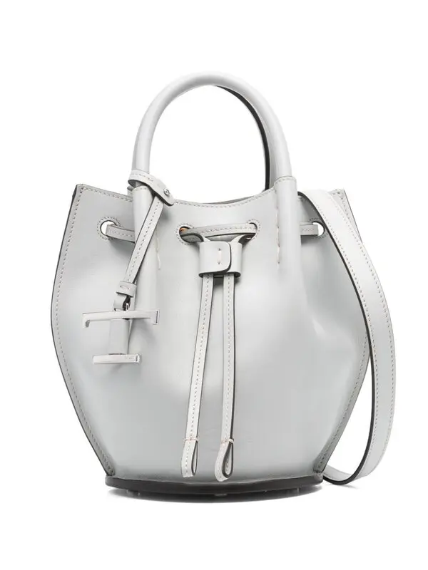 TOD'S Logo-charm Leather Mini Bucket Bag - Gray