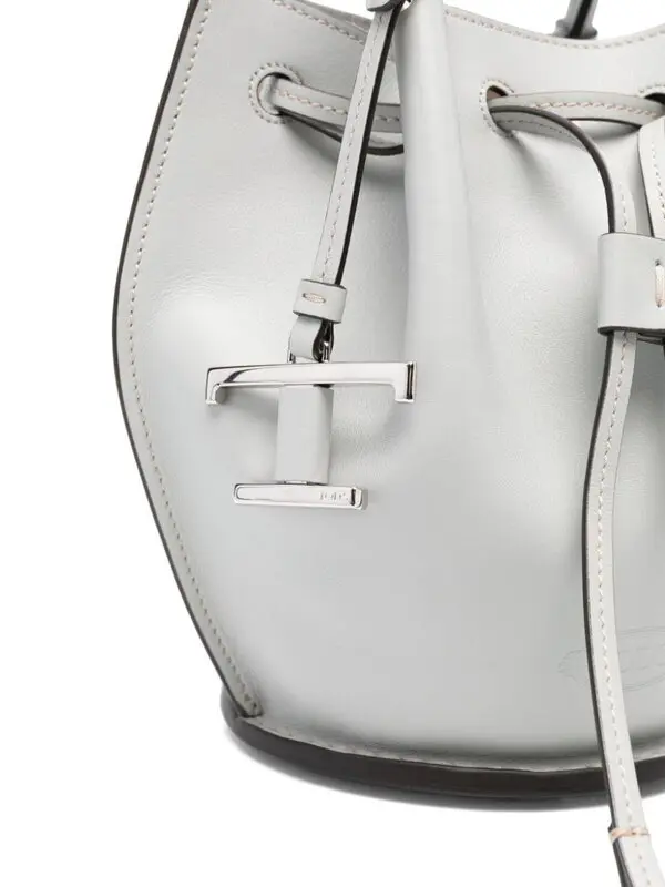 TOD'S Logo-charm Leather Mini Bucket Bag - Gray