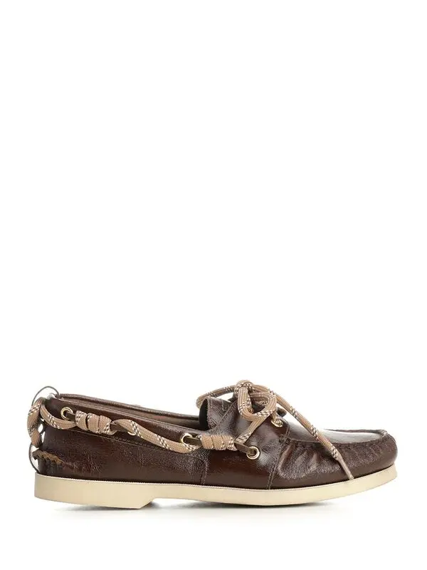 GOLDEN GOOSE Cruise" Mocassin In Shiny Wrinkled Leather - Brown