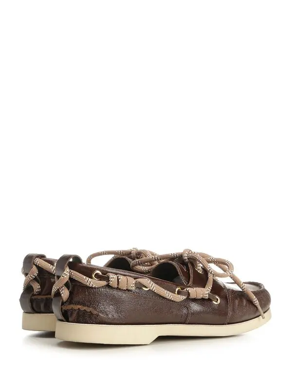 GOLDEN GOOSE Cruise" Mocassin In Shiny Wrinkled Leather - Brown