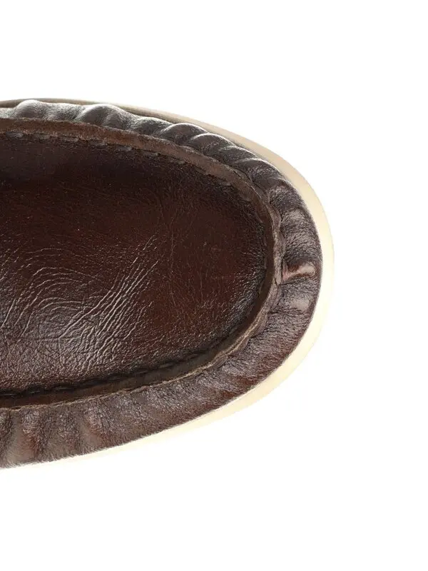 GOLDEN GOOSE Cruise" Mocassin In Shiny Wrinkled Leather - Brown