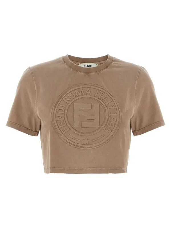 Fendi 3d Roma Cropped T-shirt - Brown
