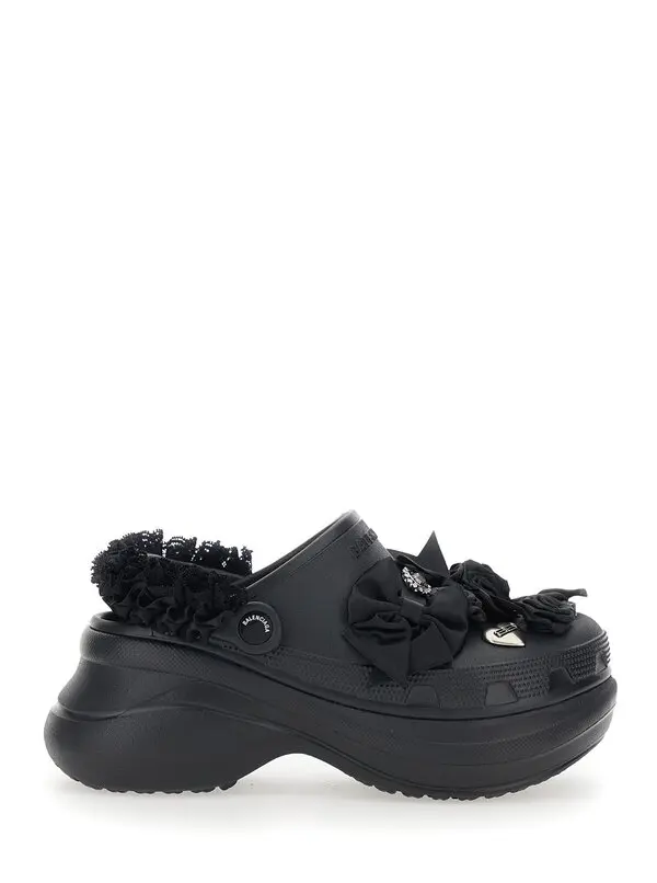 Balenciaga Mule With Logo Plate And Rubber Applications - Black