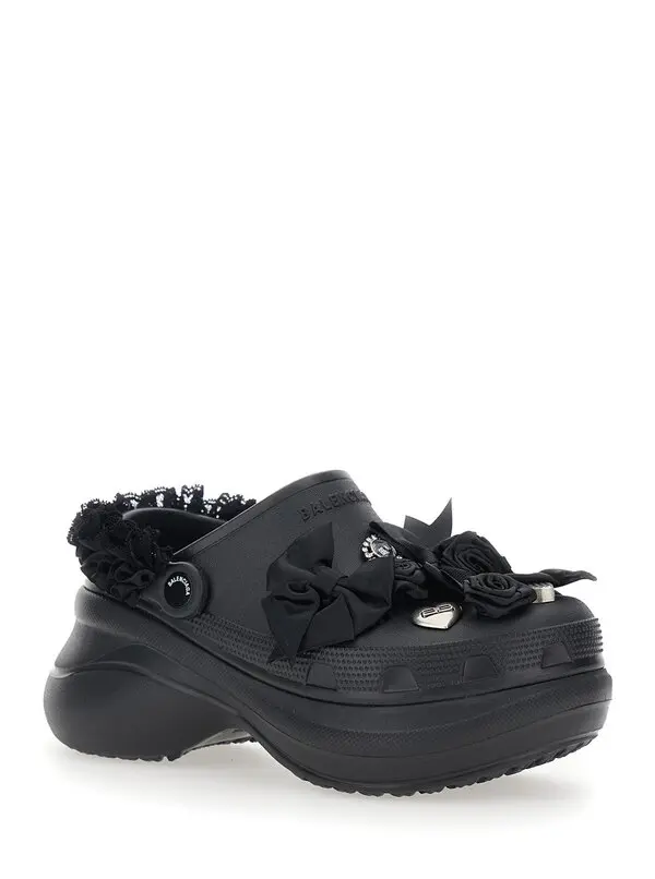 Balenciaga Mule With Logo Plate And Rubber Applications - Black