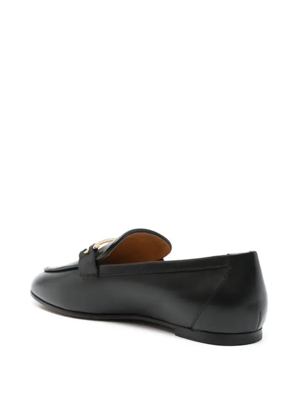 TOD'S Leather Loafers With Metal Bar - Black