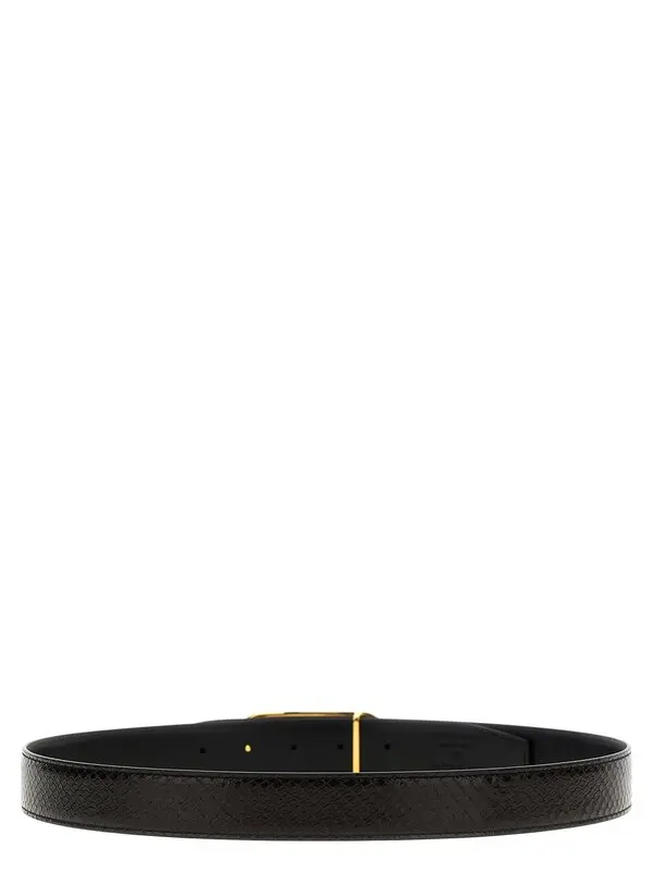 TOM FORD Reversible Leather Belt With Logo Buckle - Multicolor