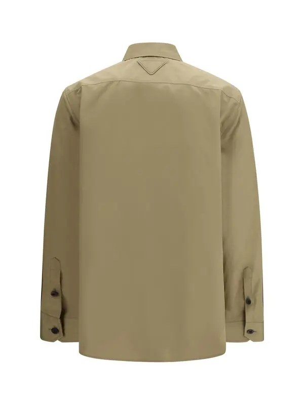 Prada Cotton Poplin Shirt With Classic Collar And Chest Pockets - Cream