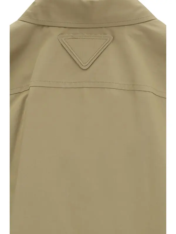 Prada Cotton Poplin Shirt With Classic Collar And Chest Pockets - Cream