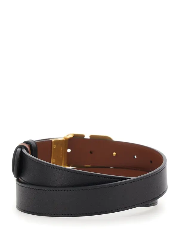 Valentino Garavani Reversible Leather Belt With Vlogo Buckle