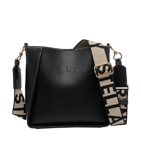 Stella McCartney Logo Perforated Crossbody Bag - Black