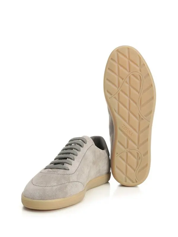 Zegna Suede Lace-up Sneakers - Cream