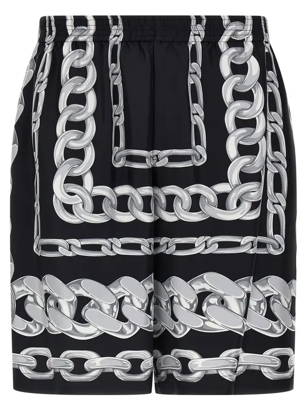 Versace Medusa Chains Silk Twill Bermuda Shorts - Multicolor