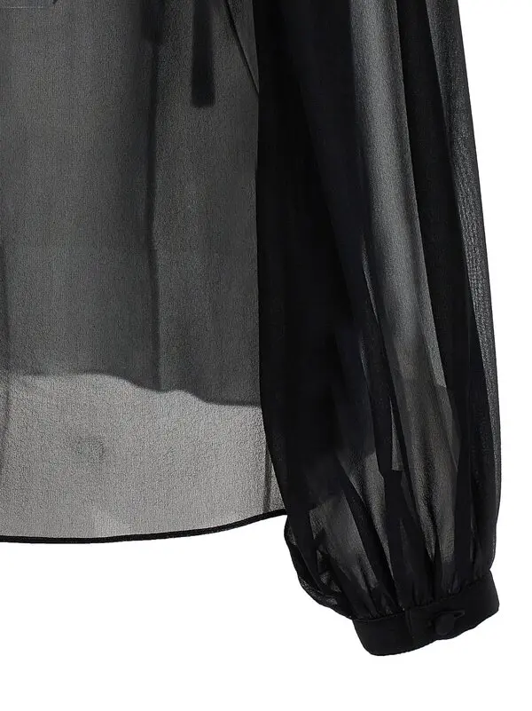 TOM FORD Silk Georgette V-neck Blouse With Adjustable Drawstring