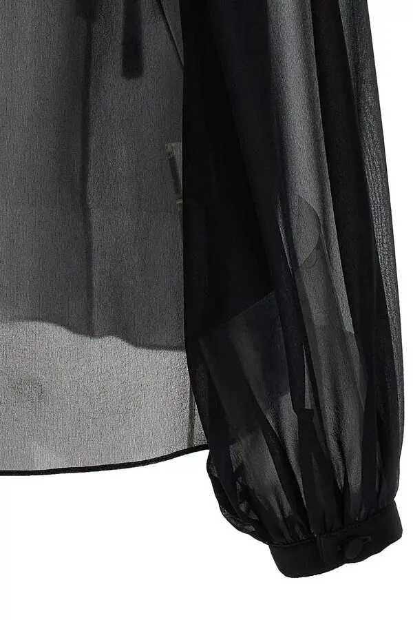 TOM FORD Silk Georgette V-neck Blouse With Adjustable Drawstring