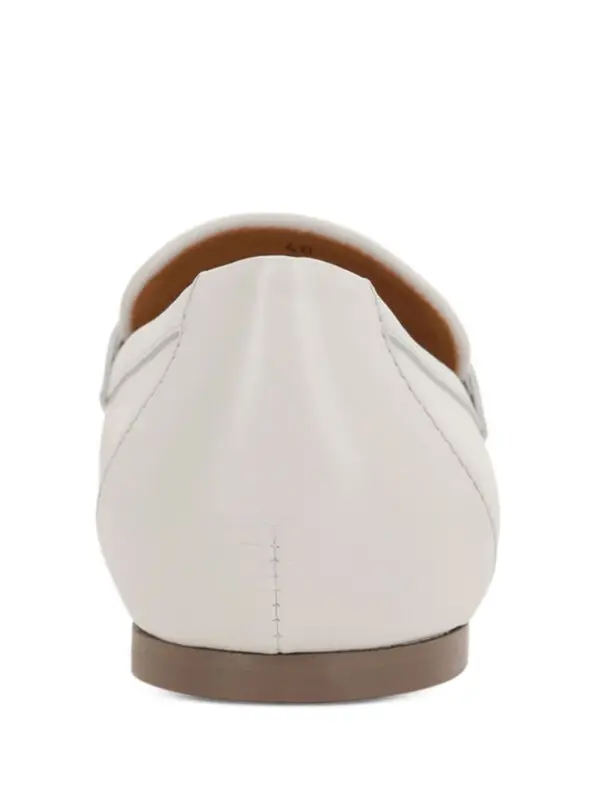 TOD'S Calf Leather Loafers With Metal Bar Detail - White