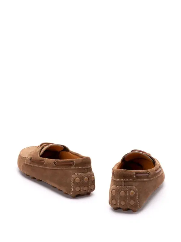 TOD'S Suede Gommino Bubble Lace-up Boat Loafers - Brown