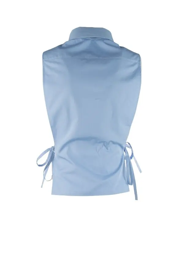 Miu Miu Sleeveless Button-up Shirt With Tie Detail