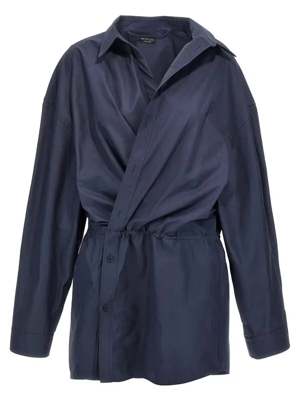 Balenciaga Stile Camicia Mini Dress - Blue