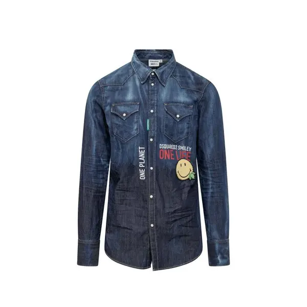 Dsquared2 X Smiley Denim Shirt - Blue