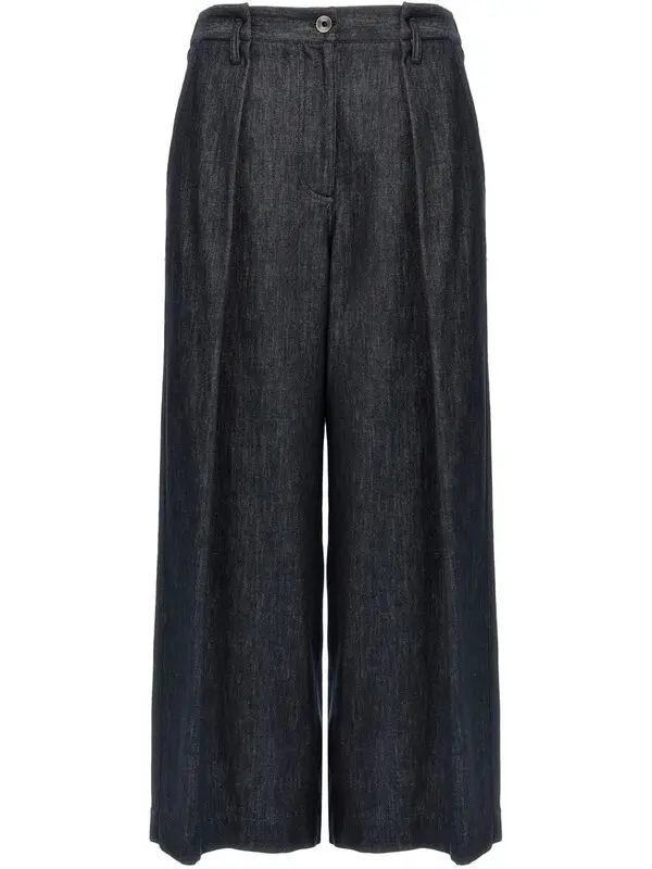 Brunello Cucinelli Cropped Wide Leg Pants - Blue