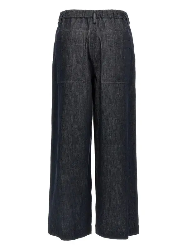 Brunello Cucinelli Cropped Wide Leg Pants - Blue