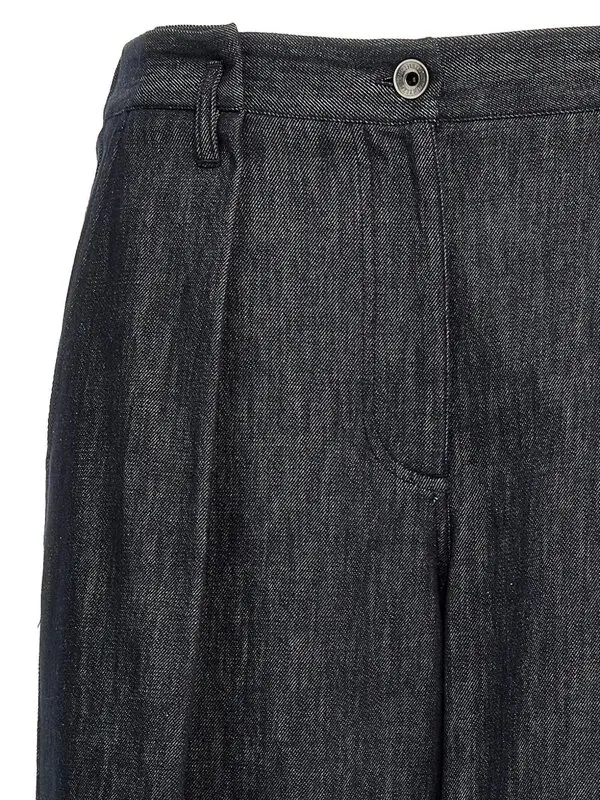 Brunello Cucinelli Cropped Wide Leg Pants - Blue