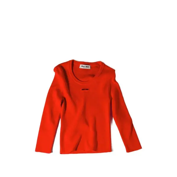 Miu Miu Ribbed Knit Cotton Sweater