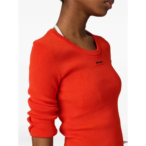 Miu Miu Ribbed Knit Cotton Sweater