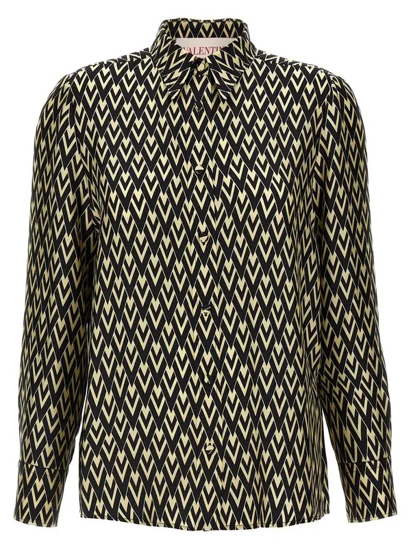 Valentino Garavani Silk "toute La V" Logo Print Shirt