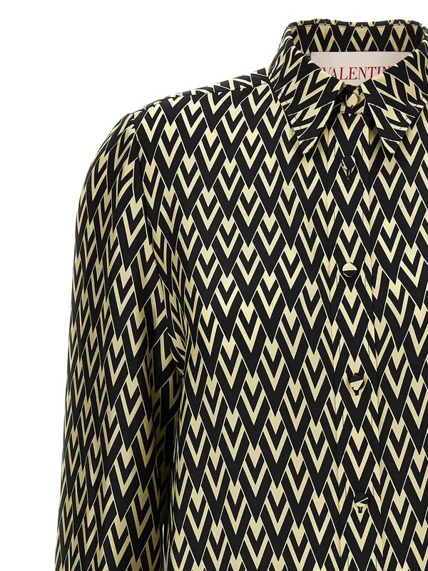 Valentino Garavani Silk "toute La V" Logo Print Shirt