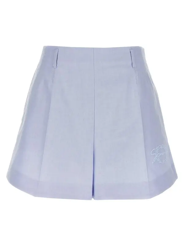 Givenchy High Waist Embroidered Cotton Shorts - Blue