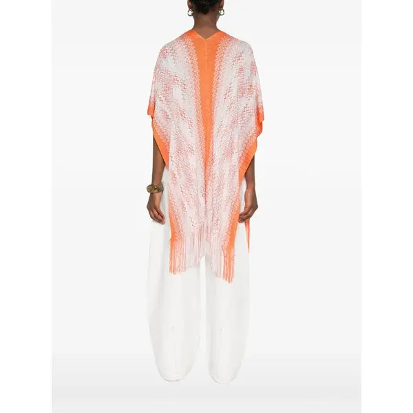 Missoni Zigzag Pattern Cape With Fringe Details