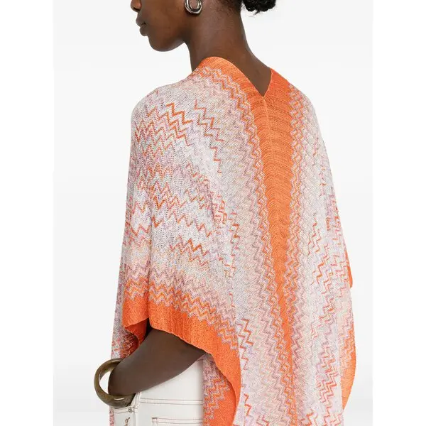 Missoni Zigzag Pattern Cape With Fringe Details