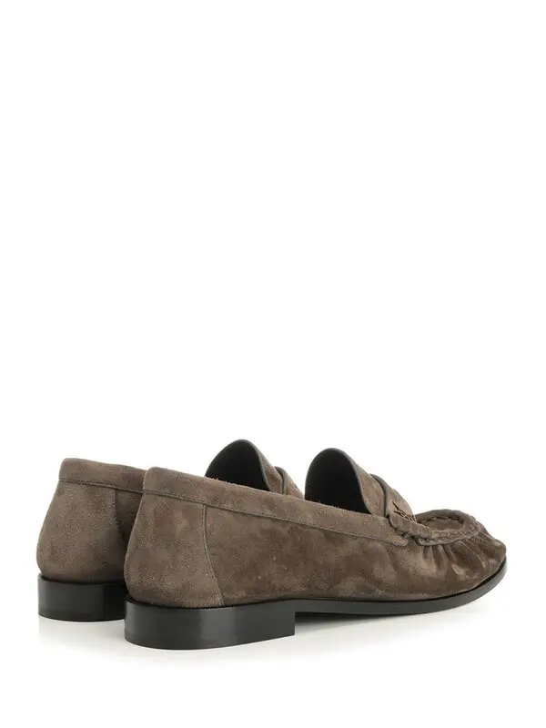Saint Laurent Suede Moccasin Loafers - Gray