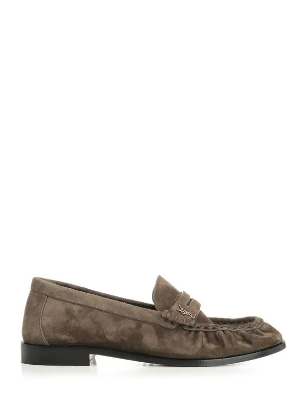 Saint Laurent Suede Moccasin Loafers - Gray