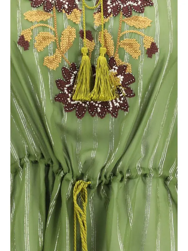 Valentino Garavani Lurex Silk Embroidered Blouse With Tassels