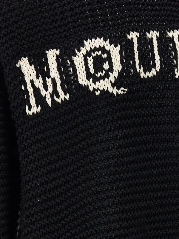 Alexander McQueen Textured Cotton Crew Neck Logo Sweater