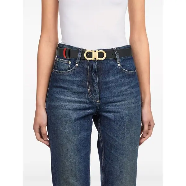 FERRAGAMO Gancini Buckle Two-tone Leather Belt