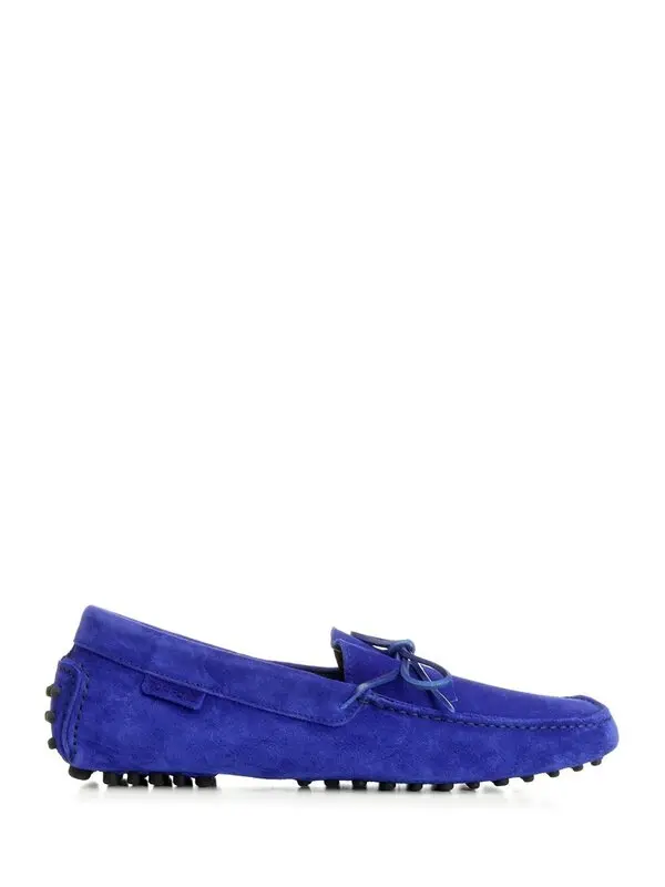 TOM FORD Suede Moc Toe Loafers With Leather Laces - Blue