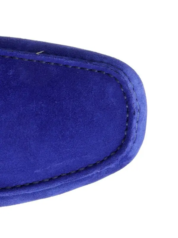 TOM FORD Suede Moc Toe Loafers With Leather Laces - Blue