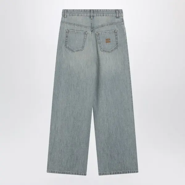 Miu Miu Light Wash Embroidered Logo Jeans