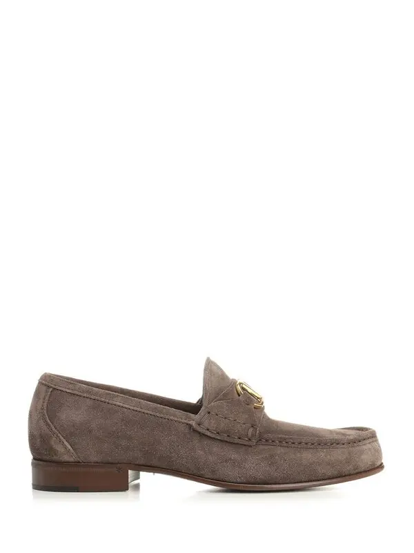 Valentino Garavani Vlogo Signature Suede Loafers - Gray